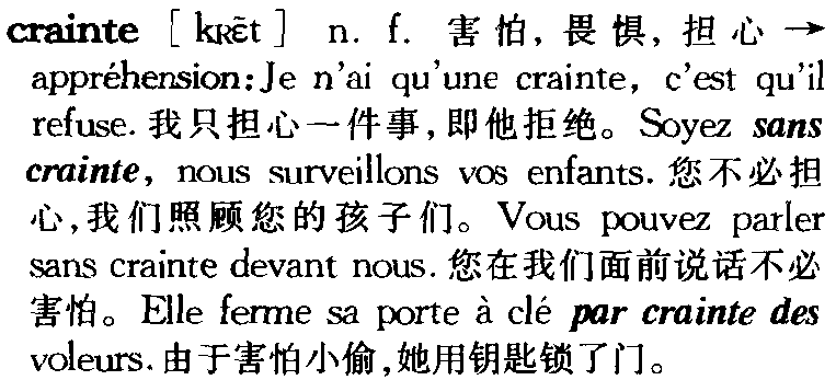 De crainte de (因为怕...担心...生怕...以免...)表示目的 | ALF🇫🇷